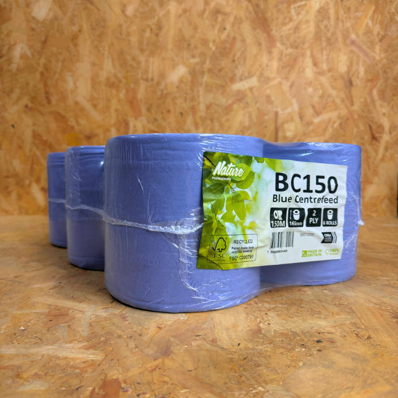 2Ply Blue Centrefeed Roll - 150m x 165mm - 6 Rolls – Cleaning Product Store