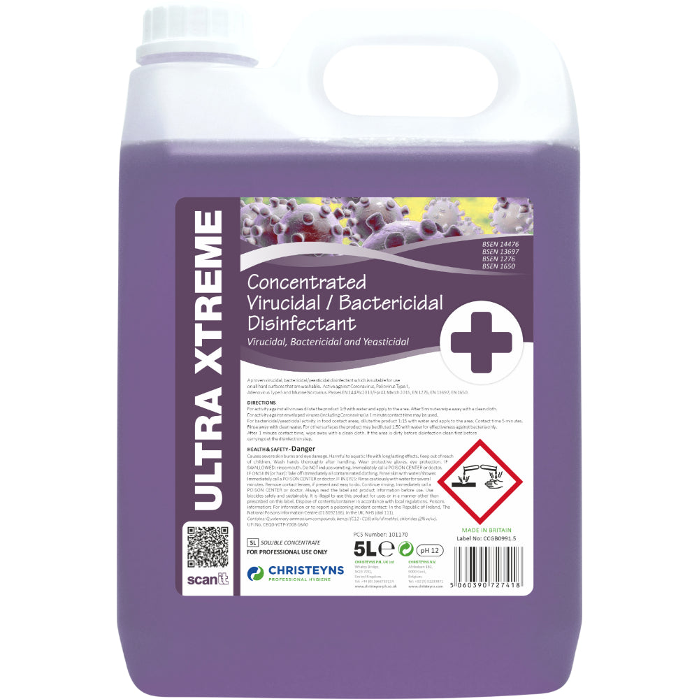 Christeyns ULTRA XTREME Virucidal/Bactericidal Disinfectant 5L ...