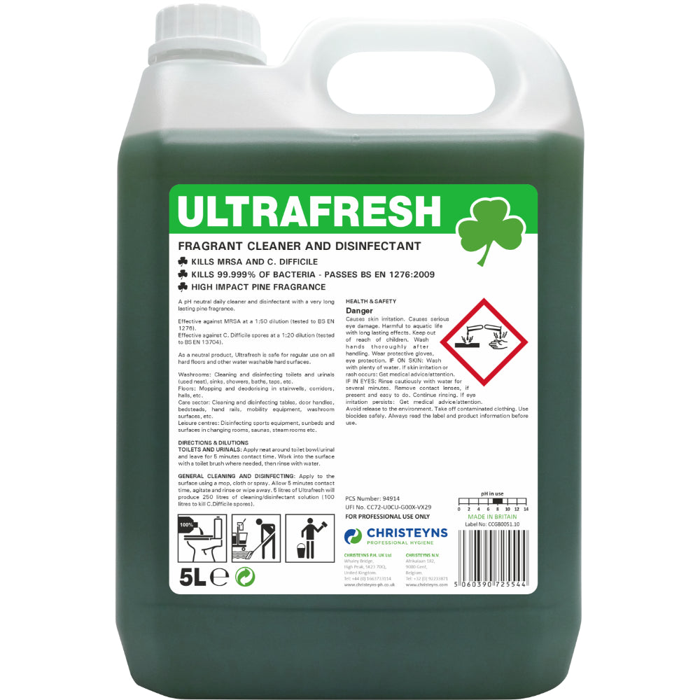 Christeyns ULTRAFRESH Cleaner and Disinfectant 5L – Cleaning Product Store